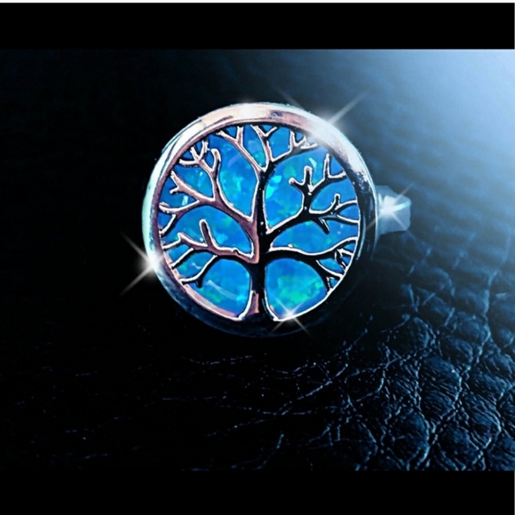 Jewelry | New Blue Opal Tree Of Life Silver Ring | Poshmark